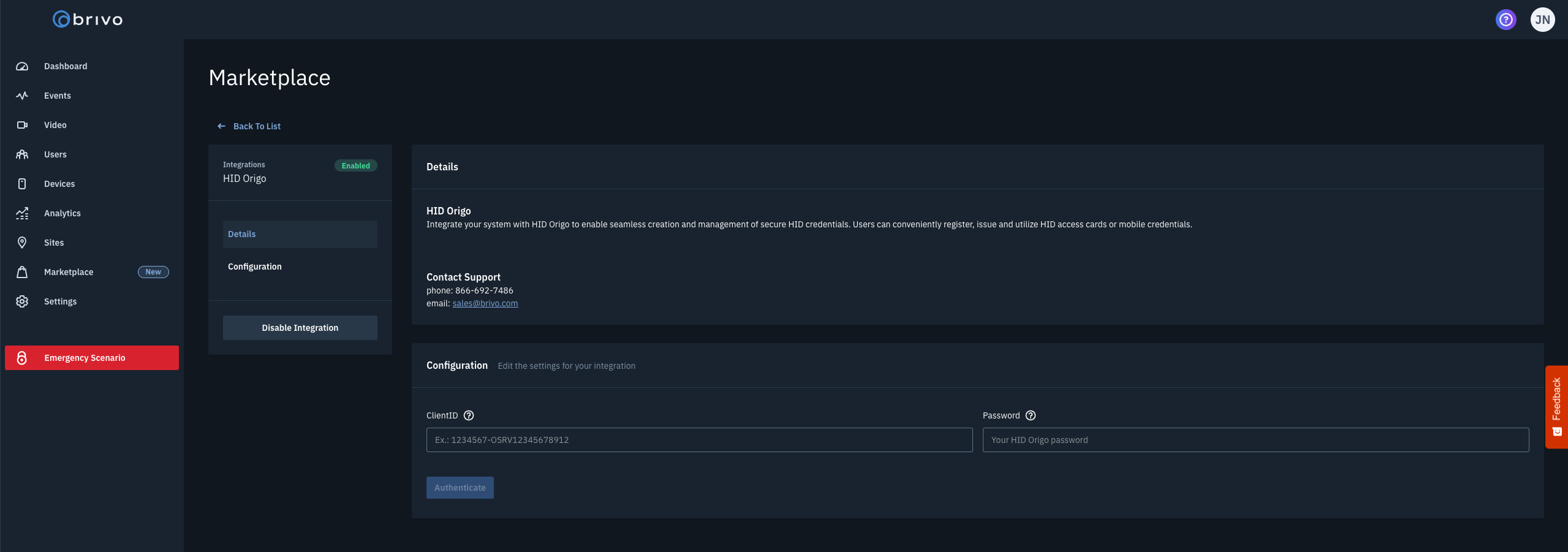 HID Origo Activation in Marketplace