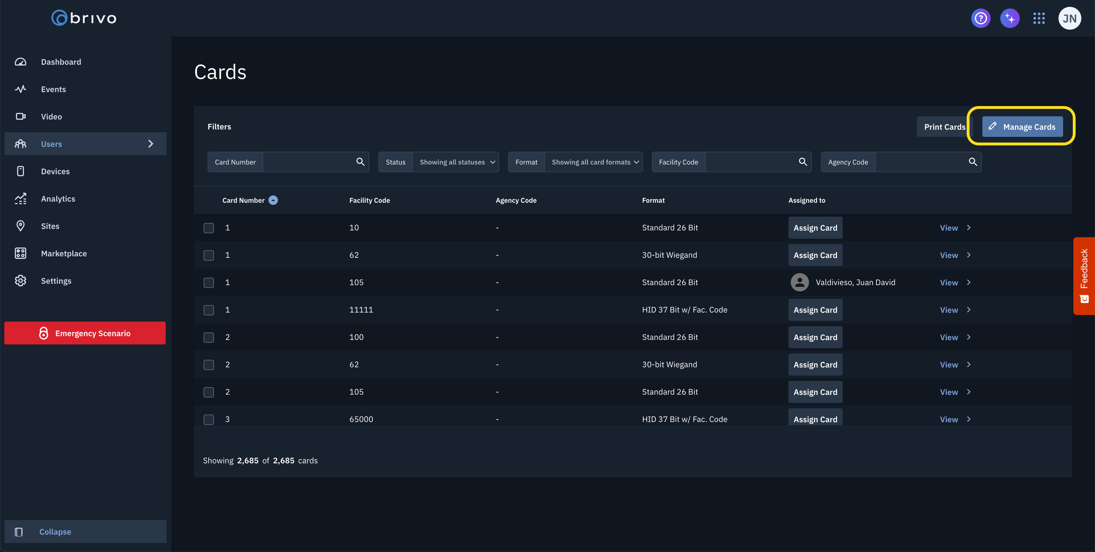 Adding Physical Cards in Brivo Access